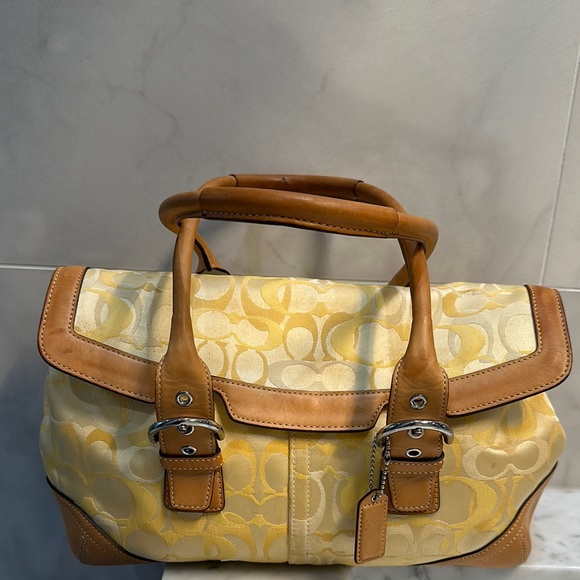 Coach | Bags | Coach Yellow And Tan Signature Handbag | Poshmark